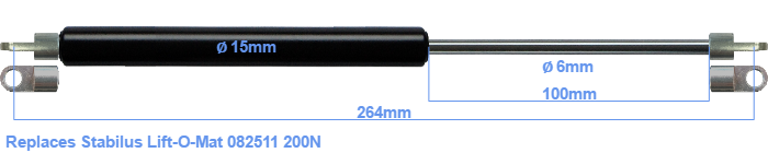 Replacement for Stabilus Lift-O-Mat 082511 0200N - Gasspringsshop.co.uk