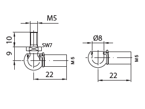 M5 Elbow (ball M5 thread) - Gasspringsshop.co.uk
